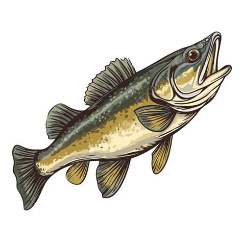 Bir Eskiz çizgi Filminin Ortasında Ağzı Açık Olan Walleye Clipart Bas