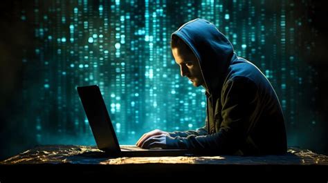 Premium Ai Image Hacker Breaching Computer Network Security