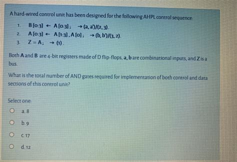 Solved A Hard Wired Control Unit Has Been Designed For The