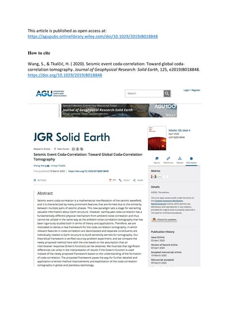 Pdf Seismic Event Coda‐correlation Toward Global Coda‐correlation