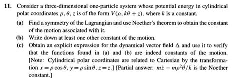 Solved Consider A Three Dimensional One Particle System Chegg