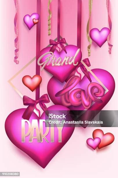 발렌타인 하트와 교수형 뱀 날 파티 초대장 카드 벡터 일러스트 레이 션 2월에 대한 스톡 벡터 아트 및 기타 이미지 2월