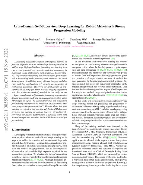 Pdf Cross Domain Self Supervised Deep Learning For Robust Alzheimers Disease Progression Modeling