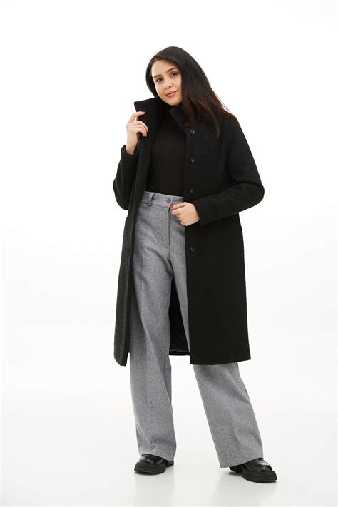 Полушерстяное пальто DEMI длиной ниже колена с высоким воротником ...