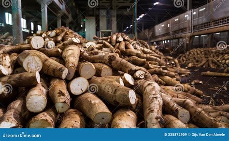 Raw Cassava Roots In Starch Factory Stock Illustration Illustration