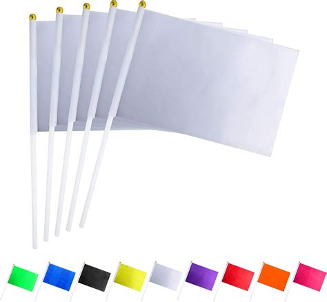 Consummate 25 Pack Solid White Blank Flag Small Mini Plain White Diy