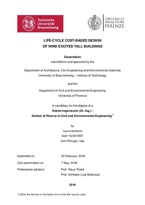 Pdf Life Cycle Cost Based Design Of Wind Excited Tall Buildings