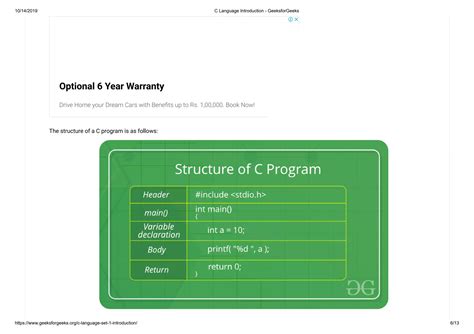 C Language Introduction Geeksfor Geeks Ppt