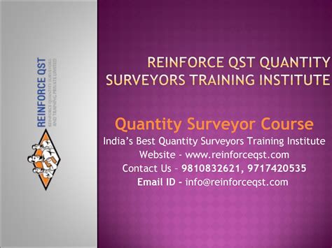 Quantity Surveyor Course Surveying Training Institute By Reinforceqst