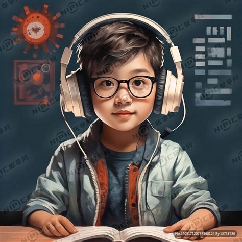 Ai创作图少儿编程海报 正脸 戴耳机 昵图网