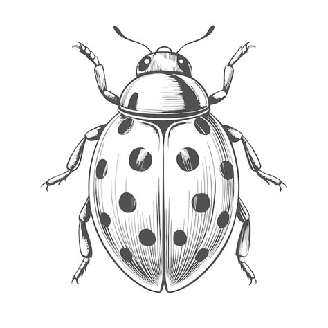 A Black And White Drawing Of A Ladybug With Dots On Its Back Premium Ai Generated Vector