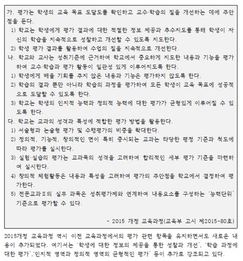 수학과 교육과정 평가부분의 변화 Foreducator