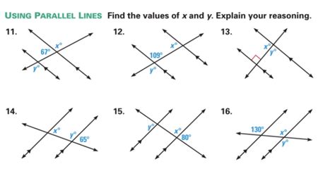 [solved] answer 11 to 16 using parallel lines find the values of x and