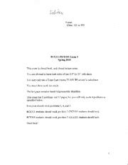 exam solution Sowélw Name Class or ECE ECE Exam Spring This exam is