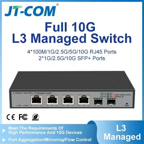 Jt Com 4 Port 10gigabit Ethernet Switch Managed With 2 10g Sfp Port Compatible With 1g 2 5