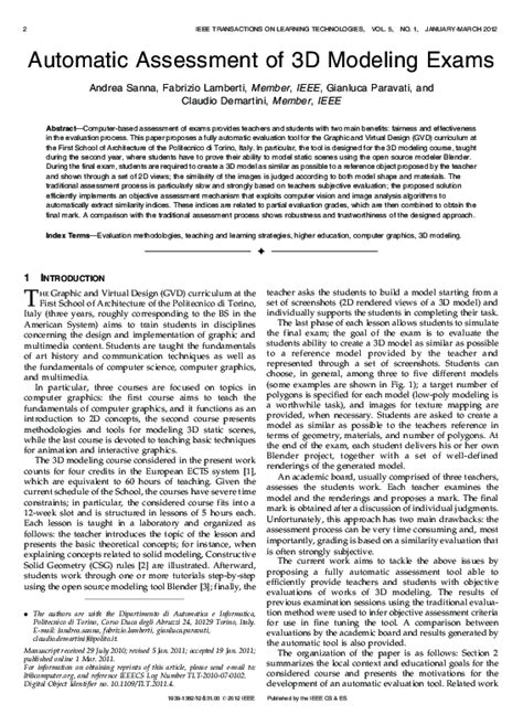 Pdf Automatic Assessment Of 3d Modeling Exams