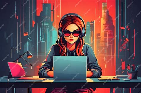 Premium Photo Hacker Girl