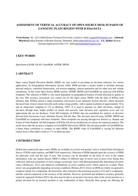 pdf assessment of vertical accuracy of open source dems in parts of