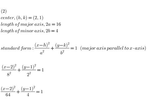 Solved Give 5 Examples Of Ellipse Equation Conic Sections Own Show Course Hero