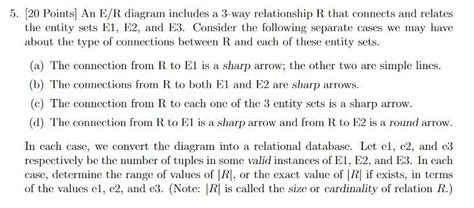 Solved 5 20 Points An E R Diagram Includes A 3 Way
