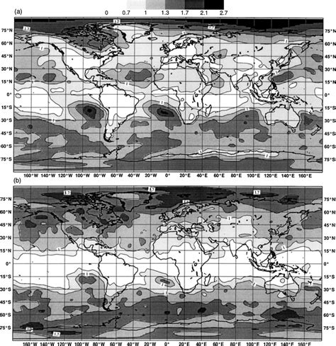 Normalized Standard Deviations Of The Temperature Background Error At Download Scientific