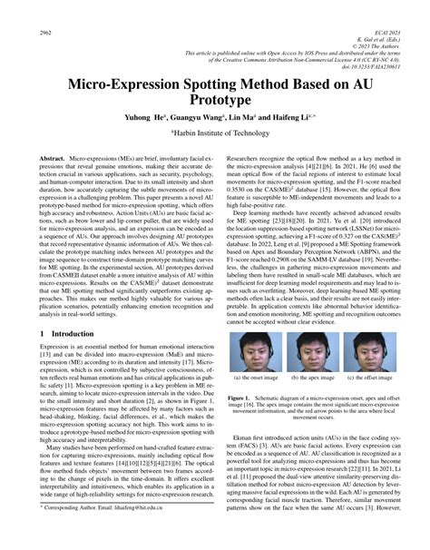 Pdf Micro Expression Spotting Method Based On Au Prototype