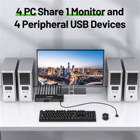 GetUSCart 4 Port HDMI KVM Switch 4K 60Hz Simulation EDID ANGEET USB3 0 KVM Switches For 4