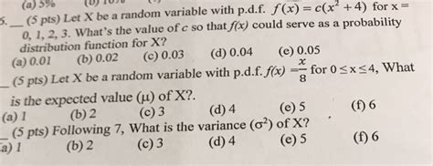 Solved A5 6 65 Pts Let X Be A Random Variable W