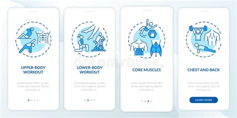 Physical Training Types Onboarding Mobile App Page Screen With Concepts Stock Vector