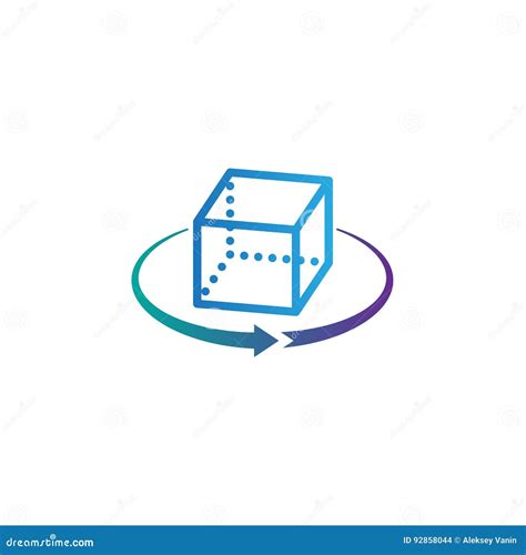 Rotation Arrow Sign 3d Cube Symbol Line Icon Outline Vector Logo Illustration Linear