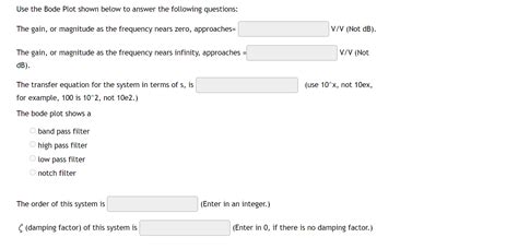 Solved Use The Bode Plot Shown Below To Answer The Following Chegg