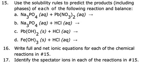 Solved Use The Solubility Rules To Predict The Products Chegg