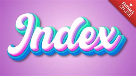 Index Letter 3d Font Text Effect Generator
