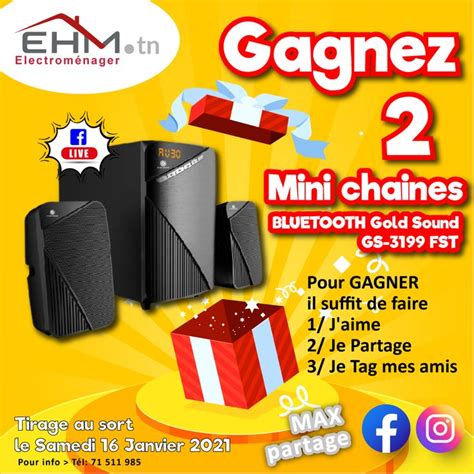 Tombola Ehm à Gagner 2 Cadeaux Mini Chaines Bluetooth 2 Mini Chaines