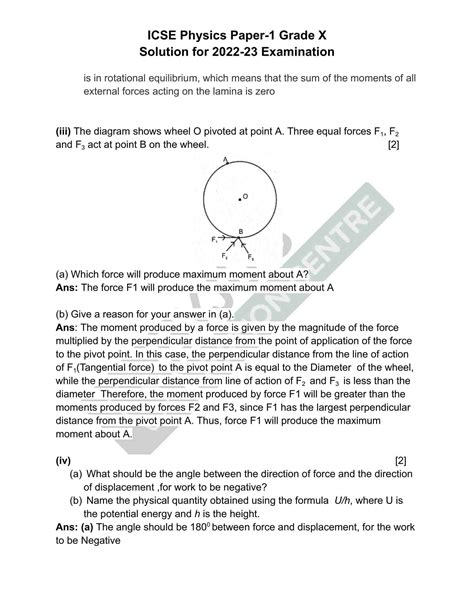 ICSE Class 10 Physics Question Paper Solution 2023 PDF Access