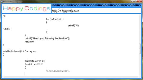 Bubble Sorting Algorithm C Code Example Youtube