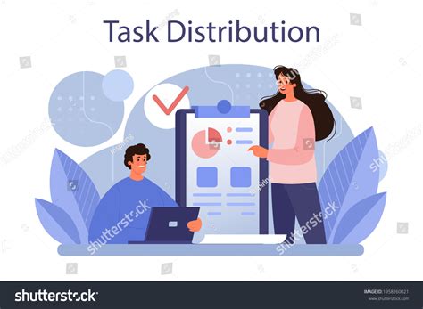 Task Distribution Concept Interaction Departments Business Stock Vector