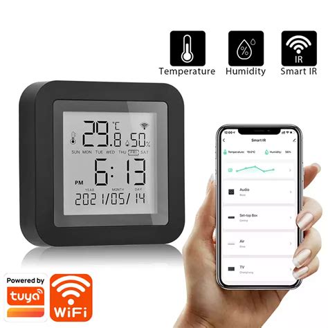 Wifi Tuya Smart Temperature Humidity Sensor With Ir Remote Control Lcd