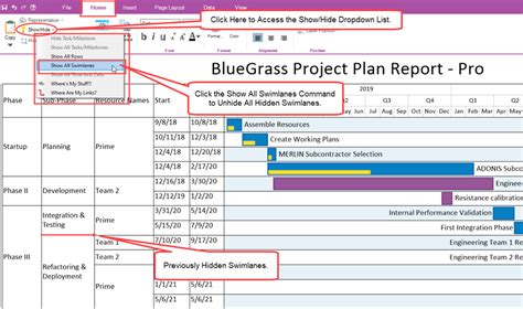 Hiding And Unhiding Rows And Swimlanes For Version 70 Onepager