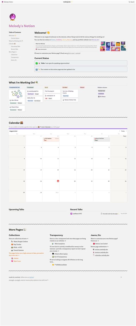 melody s homepage styled with custom css r notion