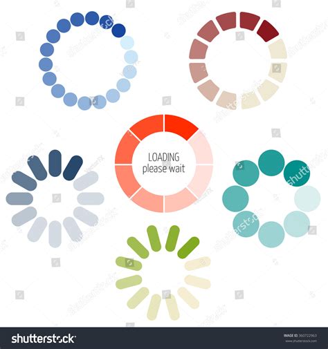 Loading Process Circular Icon Set Color Stock Vector Royalty Free