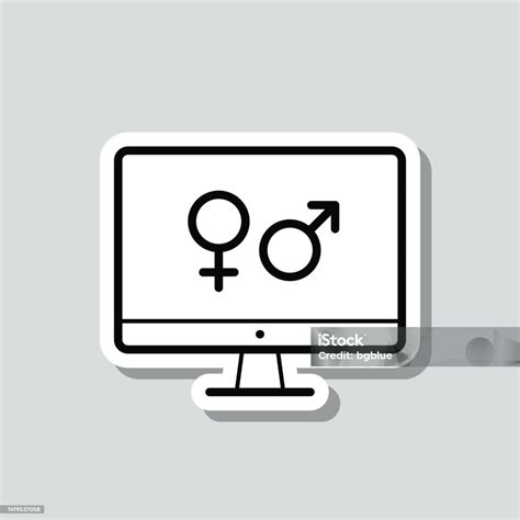 성별 기호가 있는 데스크톱 컴퓨터입니다 회색 배경에 아이콘 스티커 0명에 대한 스톡 벡터 아트 및 기타 이미지 0명 3차원 형태 개념 Istock