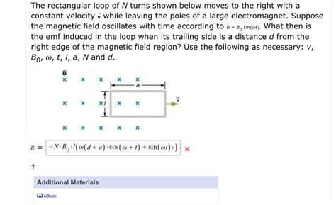 Solved The Rectangular Loop Of N Turns Shown Below Moves To Chegg