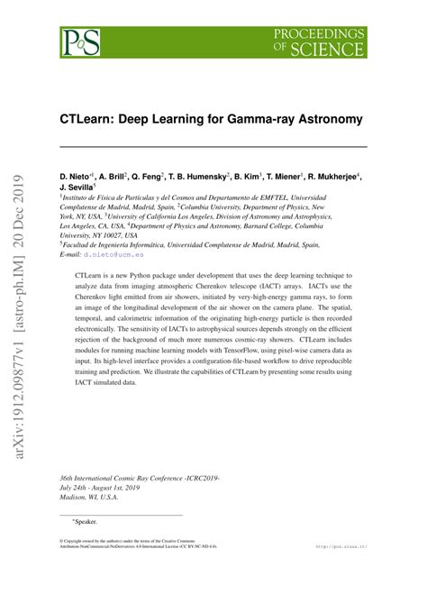 Pdf Ctlearn Deep Learning For Gamma Ray Astronomy