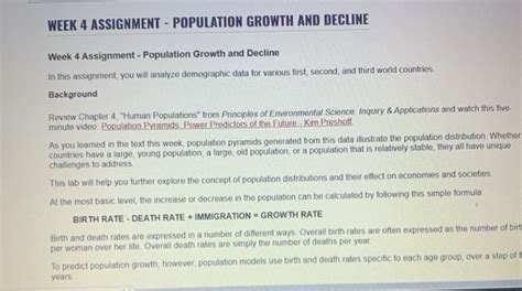 Solved Week 4 Assignment Population Growth And Decline