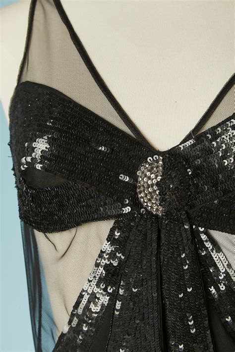 Black See Through Evening Dress With Black And Silver Sequin Gai
