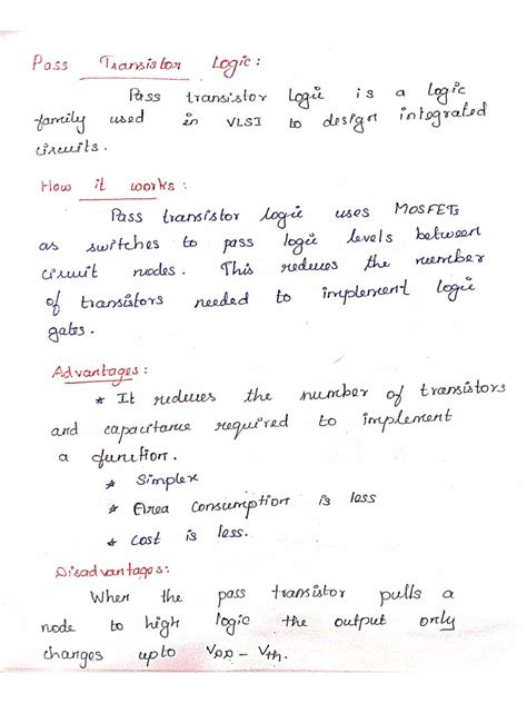 Pass Transistor Logic Implementation Notes Pdf