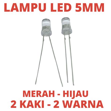 Lampu Led 5mm 2 Kaki 2 Warna Paket 100 Biji Dioda Diode Blinking Rgb Berubah Warna 5 Mm 5 Mili