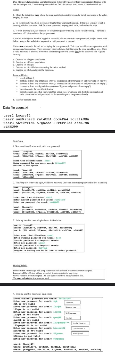 solved data file users txt contains a user identification
