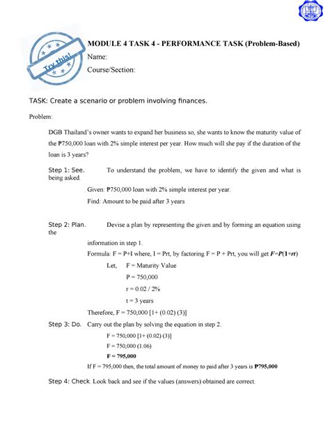 Math Task 9 Mathematics In Modern World Try This Module 4 Task 4